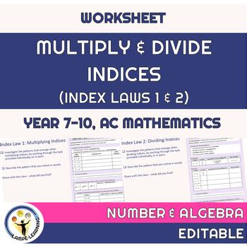Index Laws Multiplying And Dividing Indices Reasoning Task By Lampe Learning