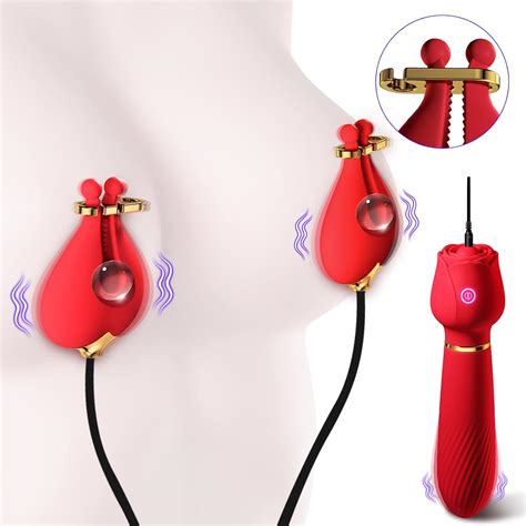 Vibrator Nipple Clitoral Sex Toys 2 In 1 Rose Nipple Toys