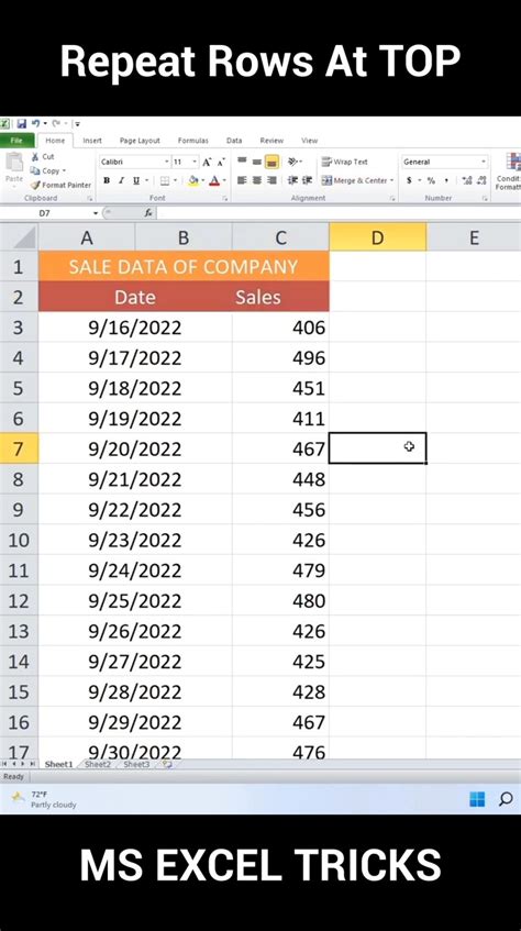 How To Repeat Rows At Top On Each Print Page In Ms Excel Repeat