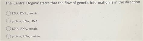 Solved The Ceptral Dogma States That The Flow Of Genetic