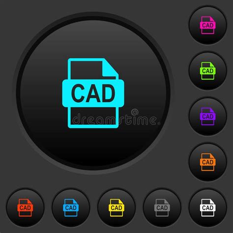 Cad File Format Dark Push Buttons With Color Icons Stock Vector Illustration Of Format