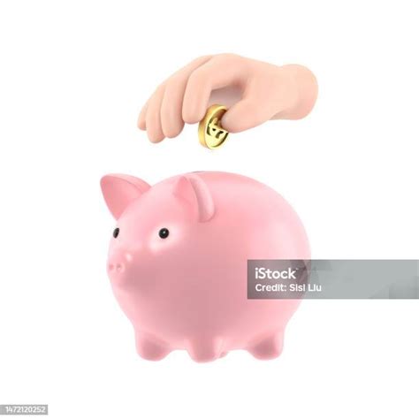만화 제스처 아이콘 모형3d 돼지 저금통에서 돈을 절약하는 그림 흰색 배경에 3d 렌더링 3차원 형태에 대한 스톡 사진 및 기타 이미지 Istock
