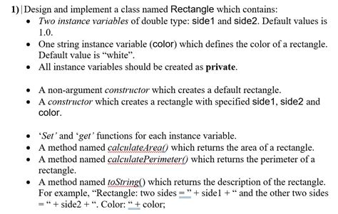 solved 1 design and implement a class named rectangle which