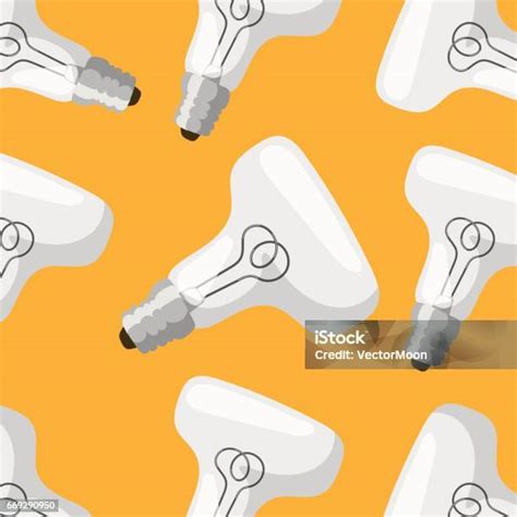 만화 램프 전구 원활한 패턴 배경 디자인 벡터 일러스트 레이 션 전기 아이콘 개체 기호 기호 해결책 에너지를 브레인 스토밍 권위에 대한 스톡 벡터 아트 및 기타 이미지