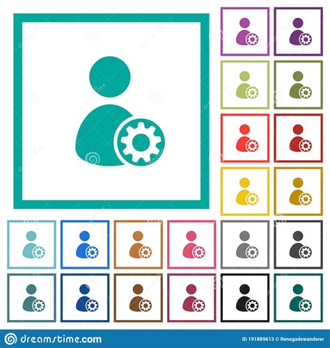 User Account Settings Flat Color Icons With Quadrant Frames Stock Vector Illustration Of
