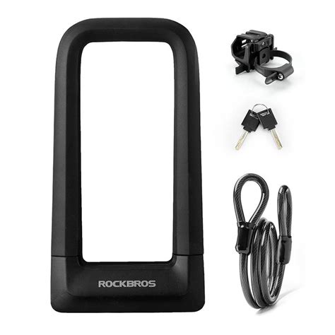 Rockbros Heavy Duty Anti Theft Bike U Lock With Cable Silicone Cover