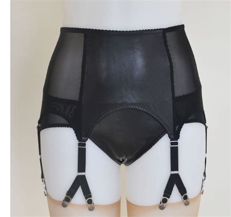 Leather Suspender Garter Belt 6 Y Strap Genuine Black Etsy