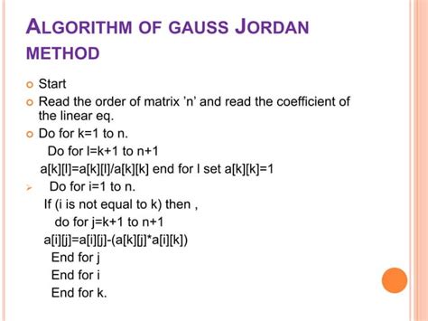 Gauss Jordan And Guass Elimination Method Pptx Chemistry Science