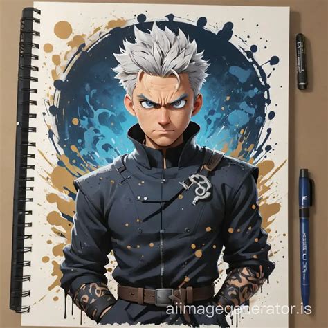 Gritty Realistic Sketch Of Satoru Gojo From Jujutsu Kaisen With Arcane Symbols Ai Image Generator