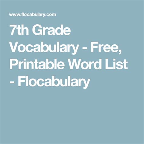 7th Grade Vocabulary Word List Free Printable List