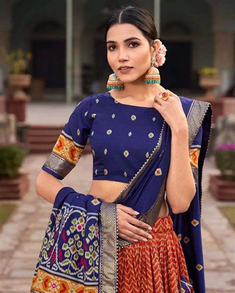 Womens Traditional Printed Lehenga Choli Set With Embroidered Dupatta