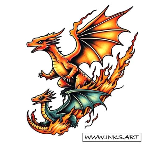 Tattoo Design Charizard Evolution Fiery Transformation Style