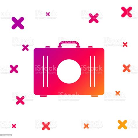 흰색 배경에 격리 된 색상 응급 처치 키트 아이콘입니다 십자가 의료 상자 응급 의료 장비 헬스케어 개념 그라데이션 임의 동적 모양입니다 벡터 일러스트레이션 0명에 대한 스톡