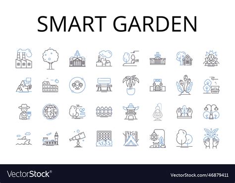 Smart Garden Line Icons Collection Intelligent Vector Image