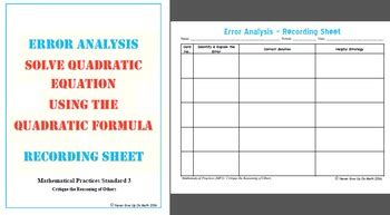 Error Analysis Solving QUADRATIC EQUATION Using The QUADRATIC FORMULA