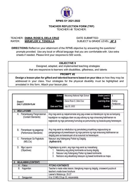 Trf Objective 9 1 Docx