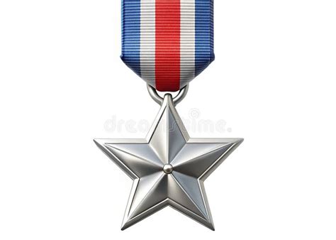 Detailed 3d Render Of A Silver Star Medal Highquality Stock Image For Military History Projects