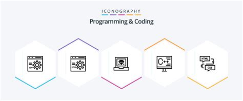 Paquete De Iconos De 25 Líneas De Programación Y Codificación Incluido