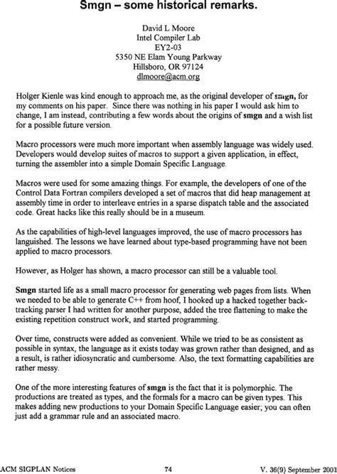 Smgn Some Historical Remarks Acm Sigplan Notices