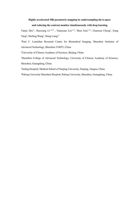 Pdf Highly Accelerated Mr Parametric Mapping By Undersampling The K Space And Reducing The