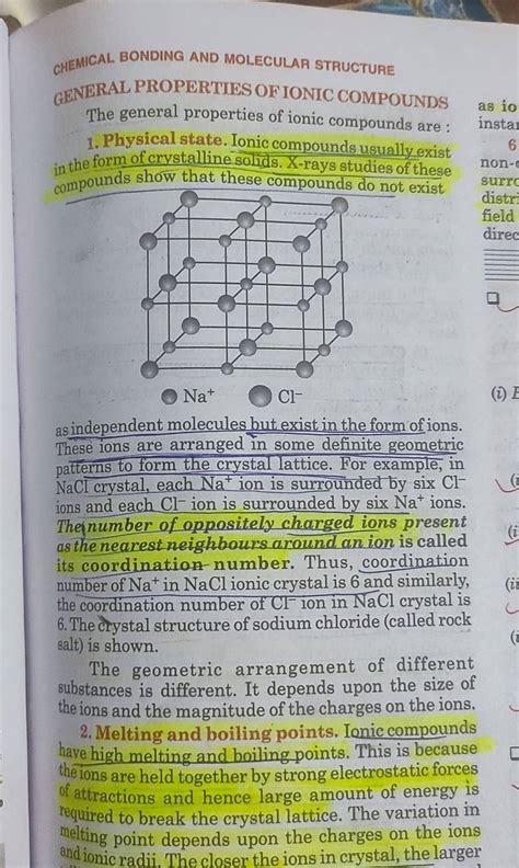 Chemical Bonding And Molecular Structuregeneral Properties Of Ionic Comp