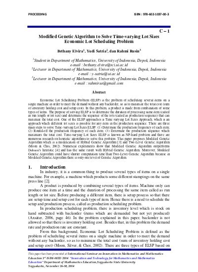 Modified Genetic Algorithm To Solve Time Varying Lot Sizes Economic Lot