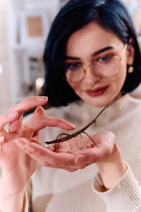 Young Woman Captured In A Beautiful Moment With Her Stick Insect And X28