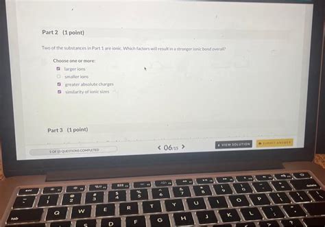 Solved Two Of The Substances In Part 1 Are Ionic Which Chegg Com