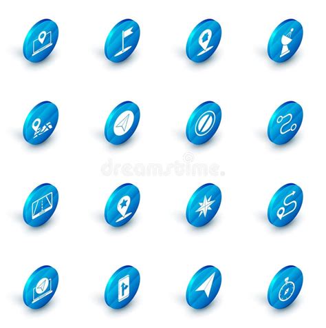 Set Flag Map Pointer With House Radar Folded Map Location Marker Infographic Of City