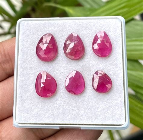 Aaa Natural Gf Ruby Rose Cut 6 Pieces Lot Gemstone13 10mm Ruby Flat