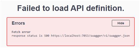 C Swashbuckleswagger Aspnet Core Failed To Load Api Definition