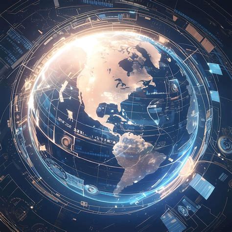 Premium Photo Futuristic Global Network Connectivity Concept With Digital Earth