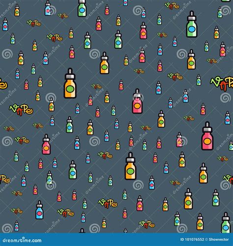 Vape Device Vector Cigarette Vaporizer Vapor Juice Seamless Pattern