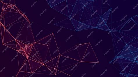 Premium Vector Network Connection Structure Abstract Blue Background With Moving Dots And