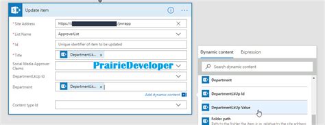 using microsoft flow to update a field from a lookup column