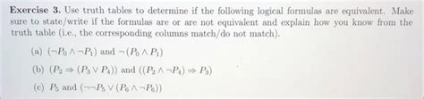 Solved Exercise Use Truth Tables To Determine If The Chegg