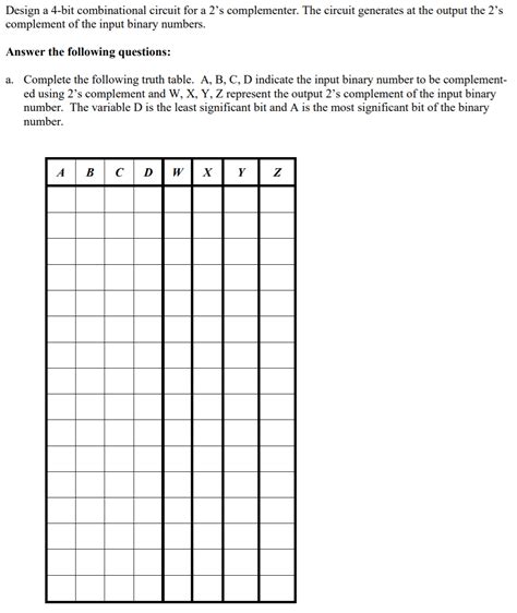 Solved Design A 4 Bit Combinational Circuit For A 2s