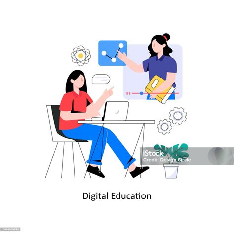 디지털 교육 평면 스타일 디자인 벡터 일러스트 레이 션입니다 스톡 일러스트레이션 개념에 대한 스톡 벡터 아트 및 기타 이미지