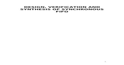 Project On Synchronous Fifo Design Simulationverification And