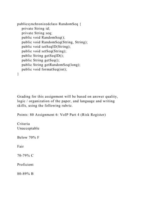 publicsynchronizedclass randomseq { private string id pri docx
