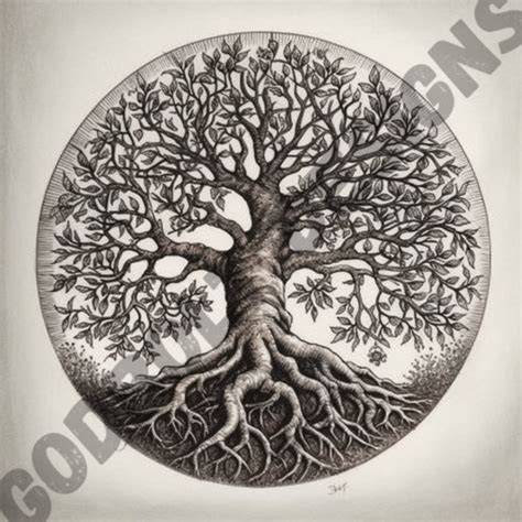 Tree Of Life Tattoo Design Pack PSD And PNG Files Symbol Of Connection And Growth