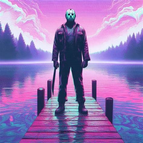 о — Ус Friday The 13th Neon Noir Aesthetic Vaporwave