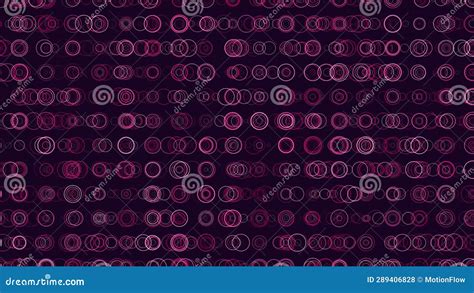 Pattern Of Overlapping Deep Pink Circles On Black Background Stock
