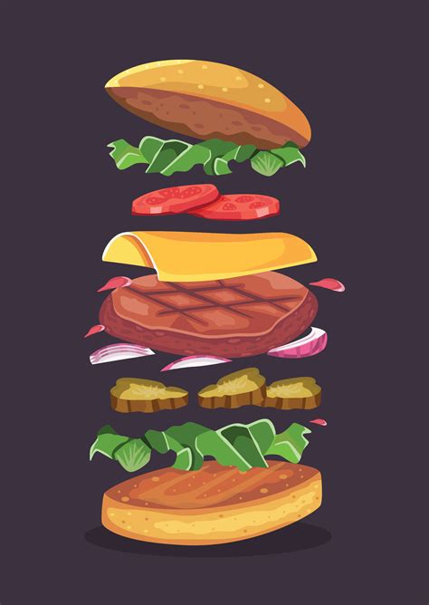 Tasty Burger With Meat Vector Isolated Object 31712352 Vector Art At