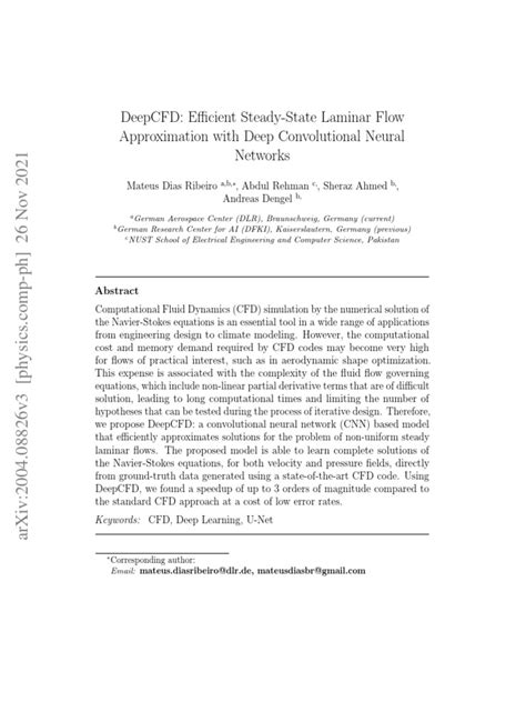 Deepcfd Efficient Steady State Laminar Flow Download Free Pdf Fluid Dynamics Computational