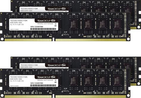 Teamgroup Elite Ddr3 32gb Kit 4x8gb 1600mhz Pc3 12800 Cl11 Unbuffered Non Ecc 1 5v Udimm 240