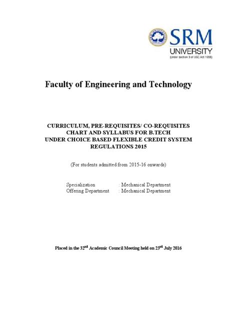 Btech Mech Curriculum Syllabus 2017 Pdf Computer Aided Design