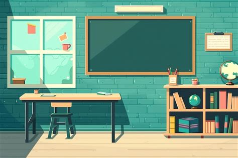 Cartoon Illustration Empty Classroom Premium Ai Generated Vector