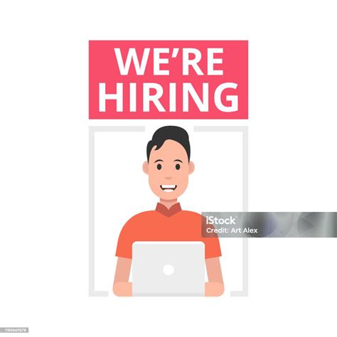 우리는 포스터 또는 배너 디자인을 고용하고 있습니다 채용 공고 광고 개념입니다 남성 사용자 아이콘 개념에 대한 스톡 벡터 아트 및 기타 이미지 Istock
