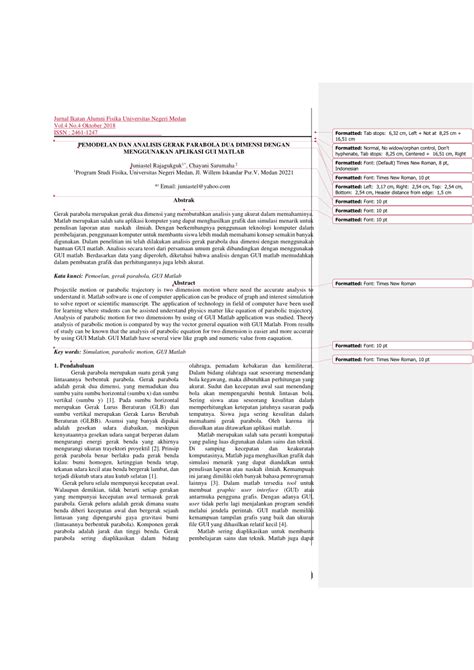 pdf pemodelan dan analisis gerak parabola dua dimensi dengan